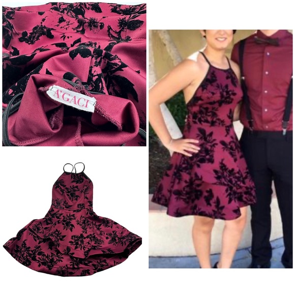 Agaci Dresses Agaci Flocked Floral Layered Rigid Hem Criss Cross